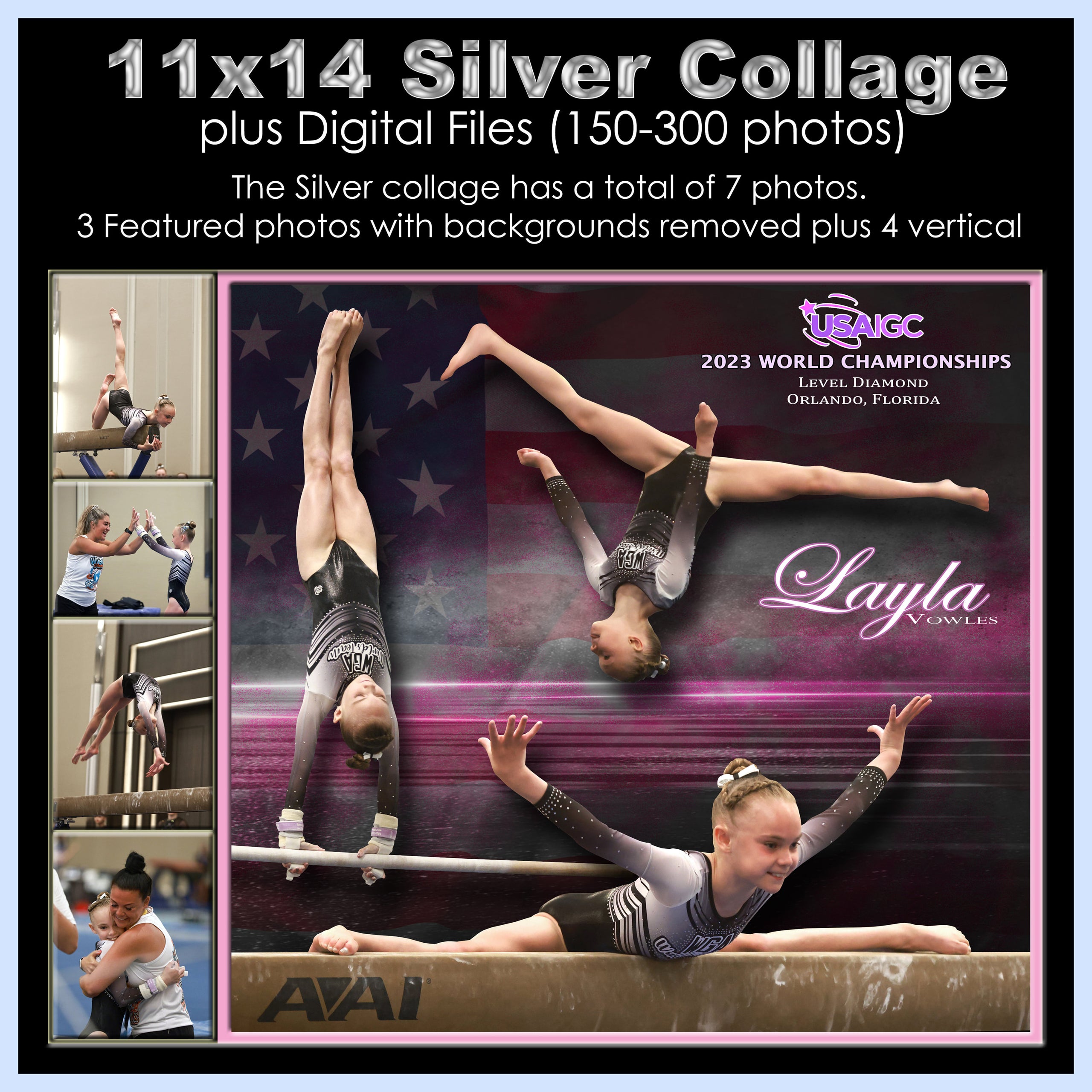 11x14 SILVER COLLAGE/DIGITAL COMBO - 7 photo collage (3 backgrounds ...